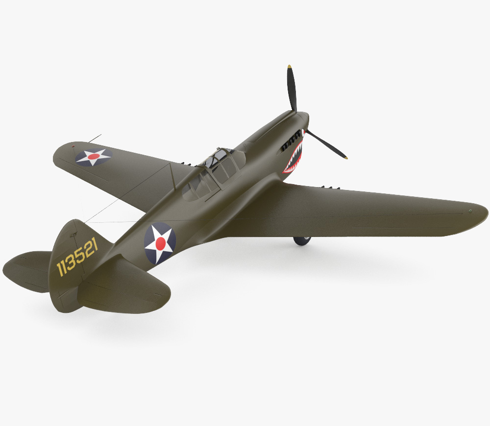 Curtiss P-40 Warhawk 3D model - Download Fighter on 3DModels.org