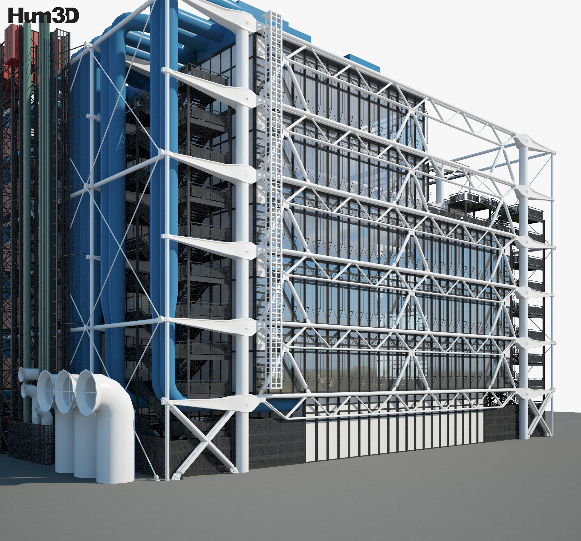 조르주 퐁피두 센터 3D 모델 - 다운로드 건축물 on 3DModels.org
