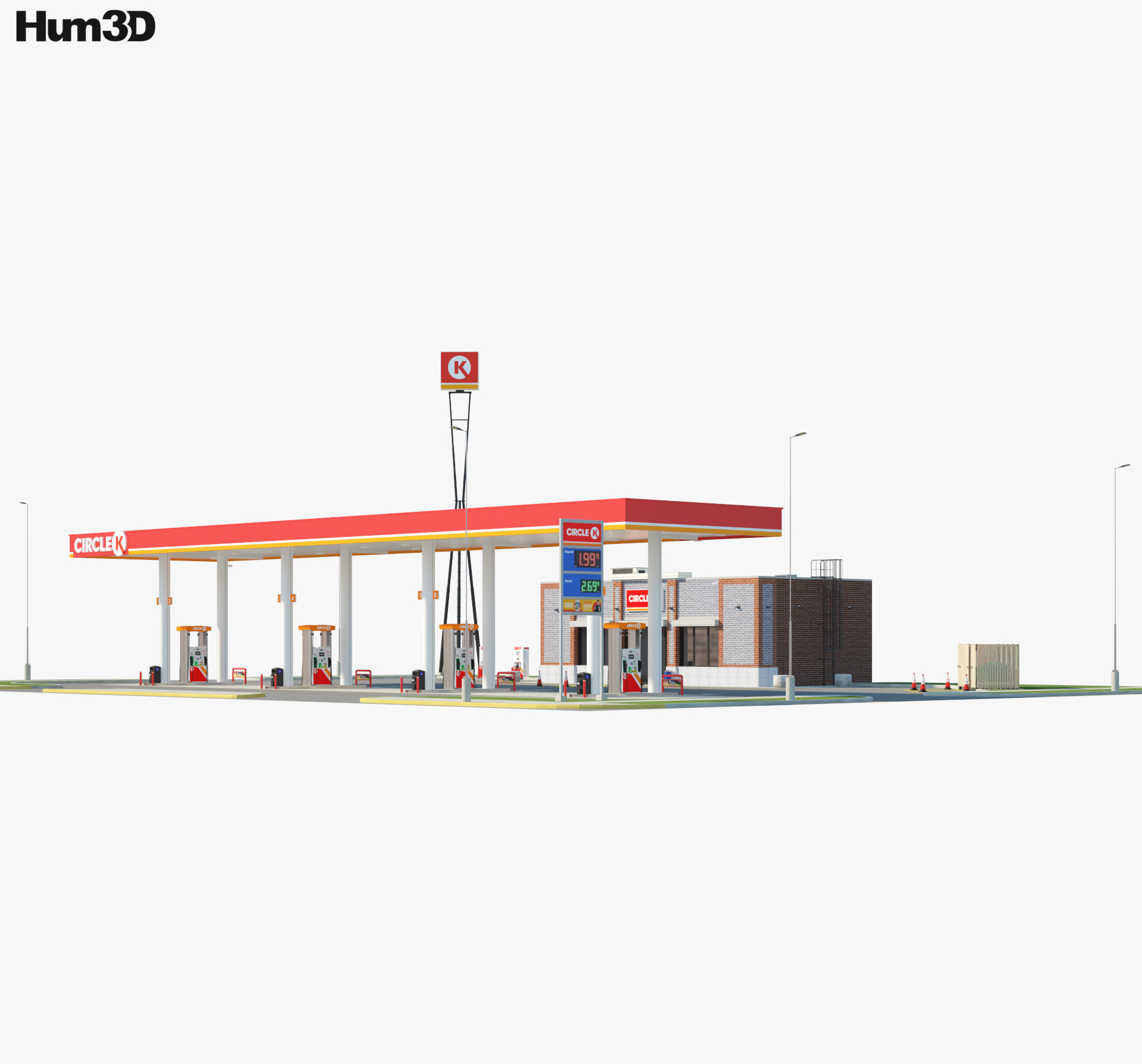 Circle K gas station 3D model - Download Commercial Building on ...