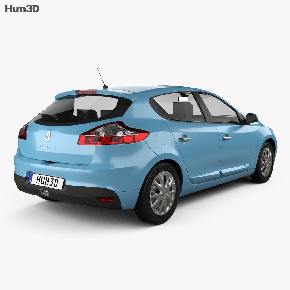 Renault Megane 5-door hatchback 2014 3D model - Download Hatchback on ...