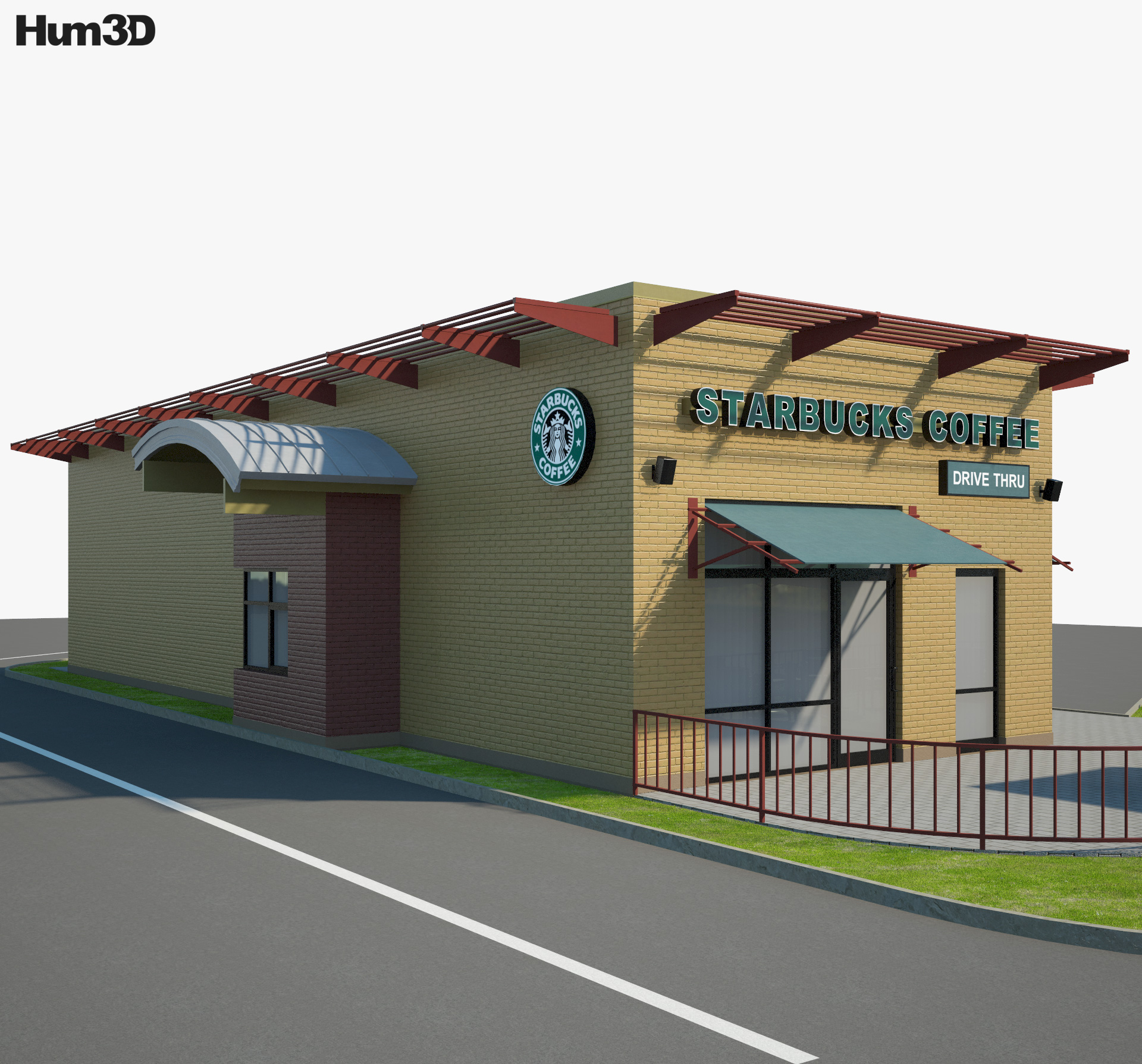 Starbucks 음식점 02 3D 모델 - 다운로드 Commercial Building on 3DModels.org